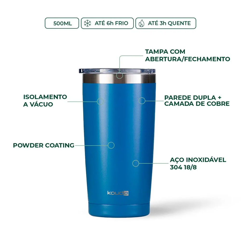 Copo Térmico Kouda Don - 500ml - Azul